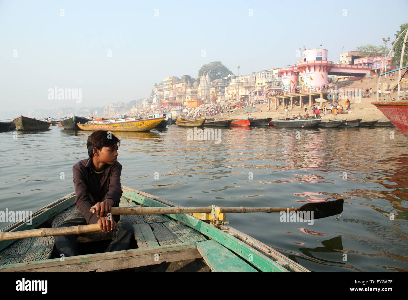 Boy rowing boat hi-res stock photography and images - Alamy