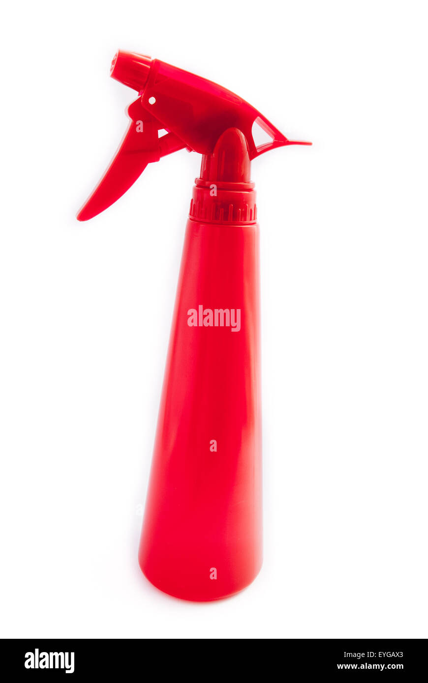 Red plastic water sprinkler or atomizer isolated on white background ...