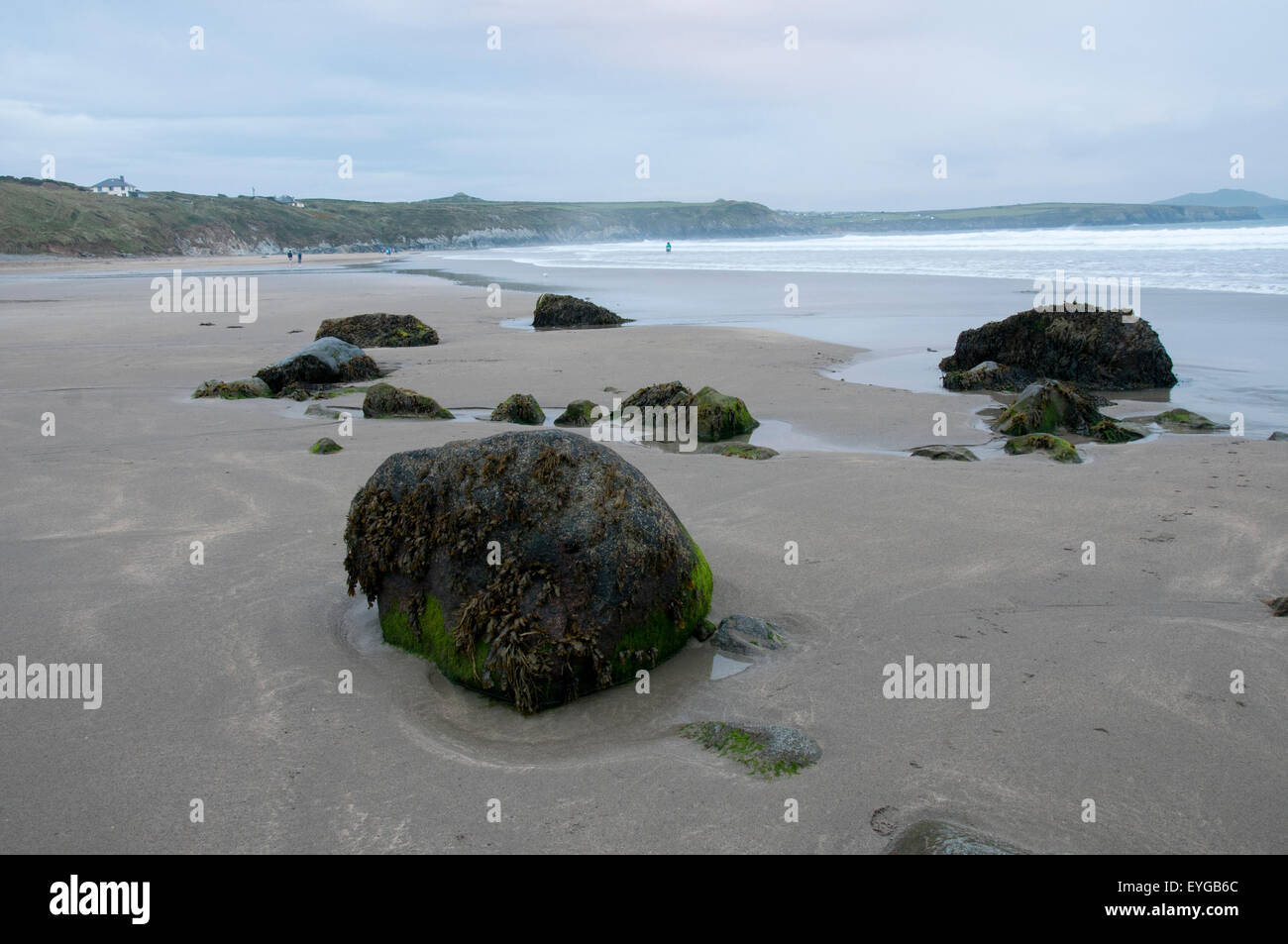 A grey day on the beach at Whitesands Bay, St David's Pembrokeshire ...