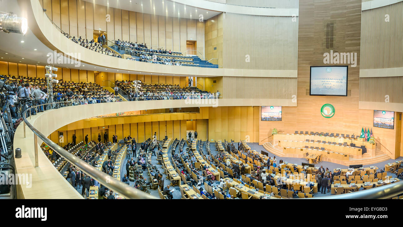 Addis Ababa, Ethiopia. 28th July, 2015. Nelson Mandela Hall of the AU ...