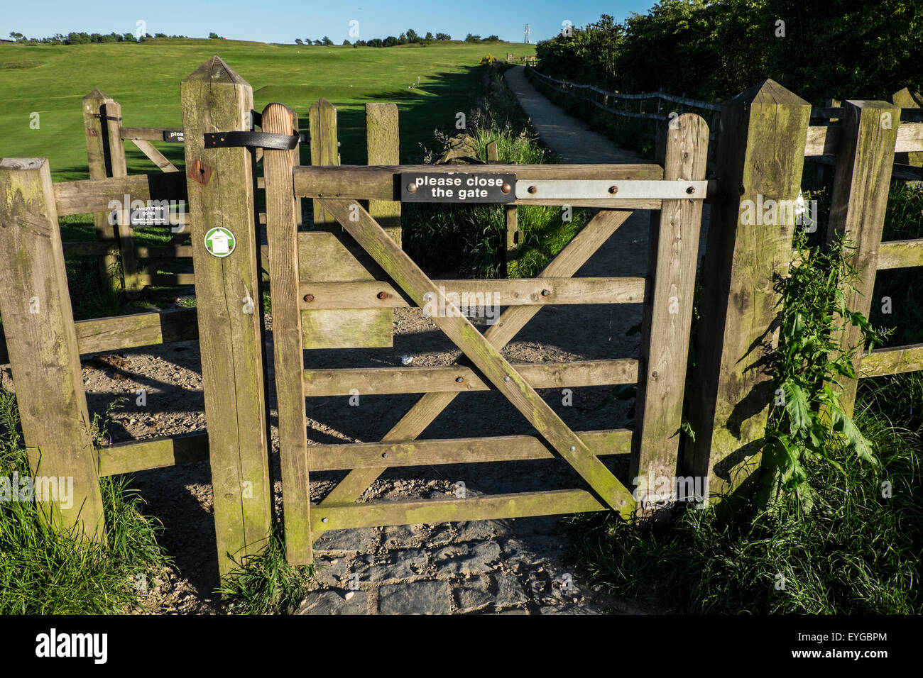 Countryside gate through Werneth Low Country Park Cheshire England ...