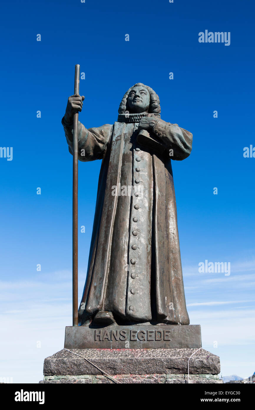 Greenland, Statue of Hans Egede (founder of Nuuk); Nuuk Stock Photo - Alamy