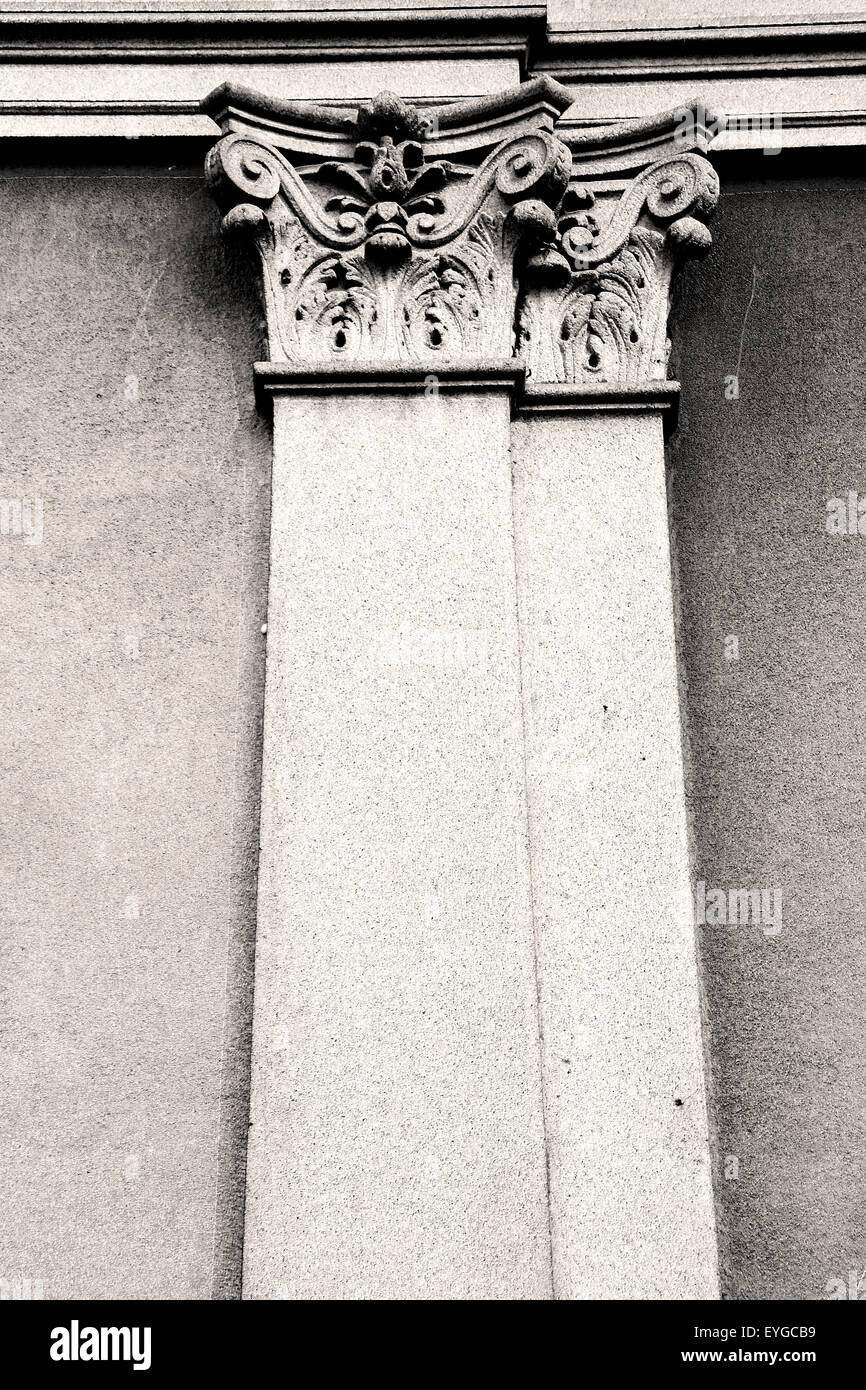 abstract old column in the country of europe italy and marble brick ...