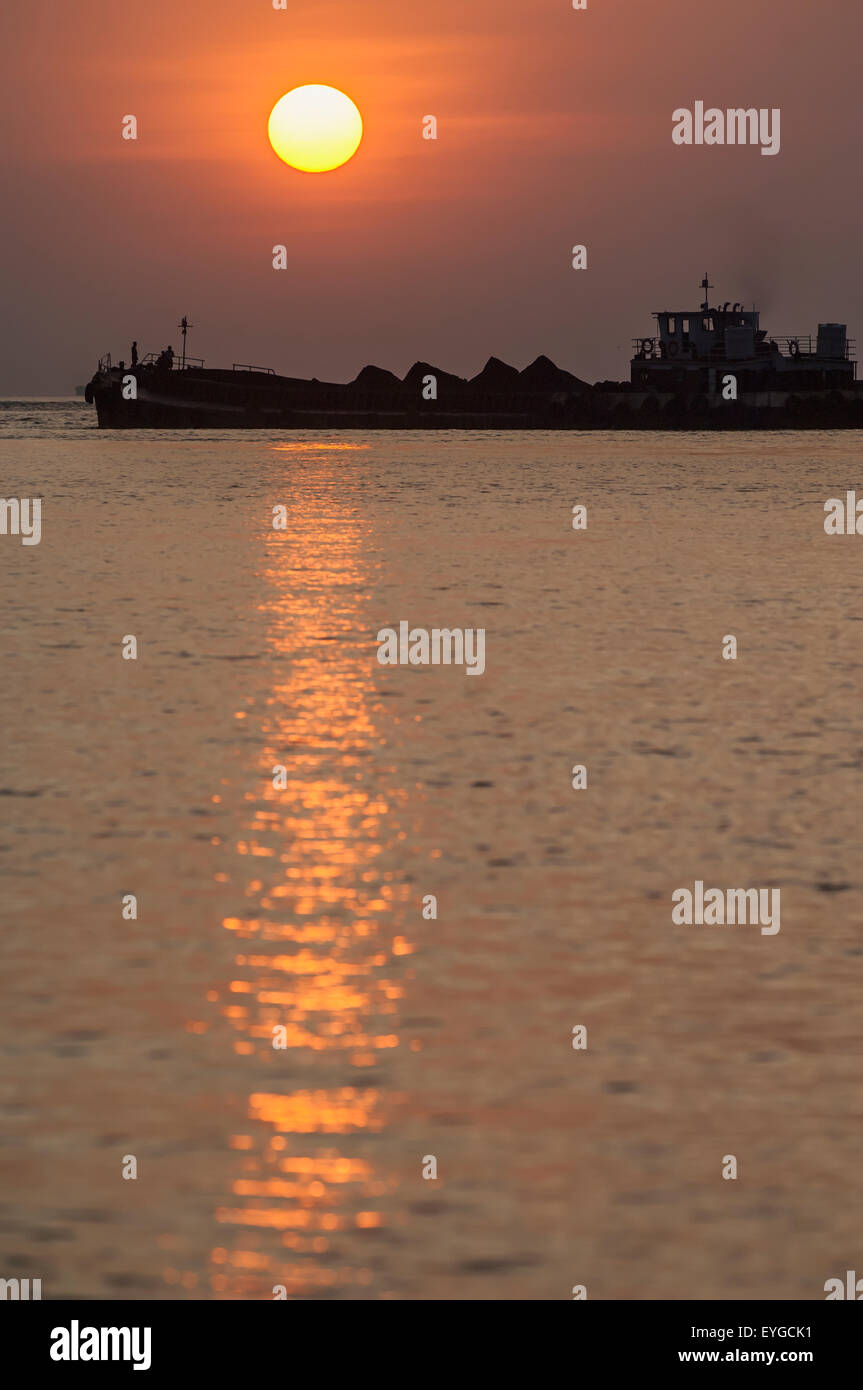 India, Goa, Cargo Ships At Dusk; Panjim Stock Photo - Alamy