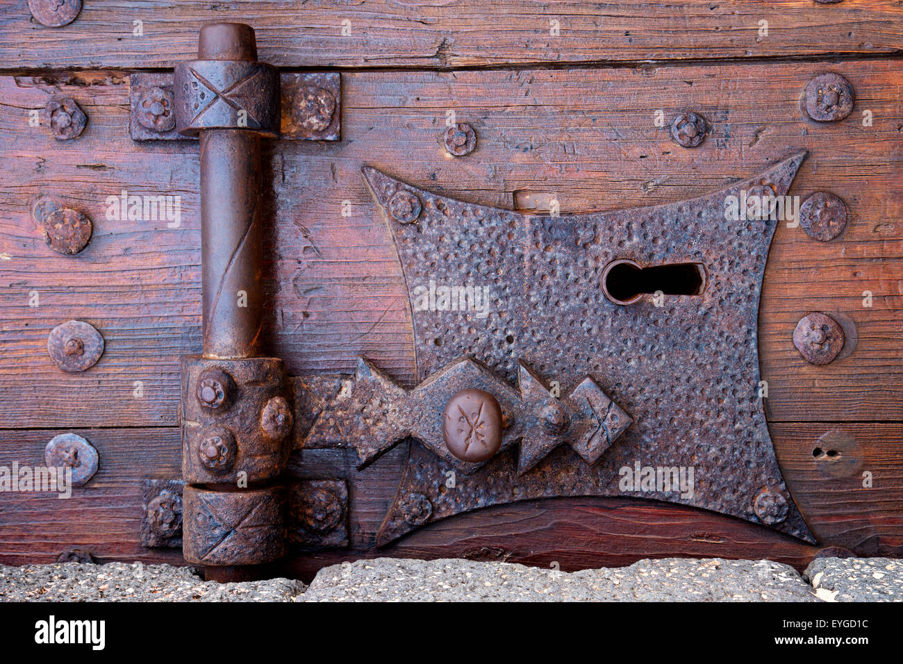 castle lock spain knocker lanzarote abstract door wood in the red brown ...