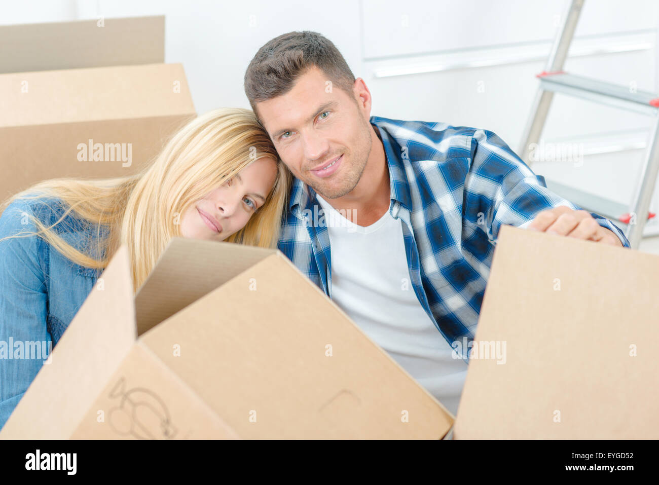 Couple have just moved in Stock Photo - Alamy