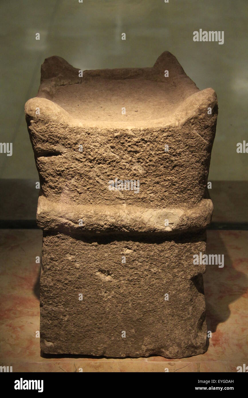 A 7th century BC four horned stone altar from Tel Miqne, site of ...