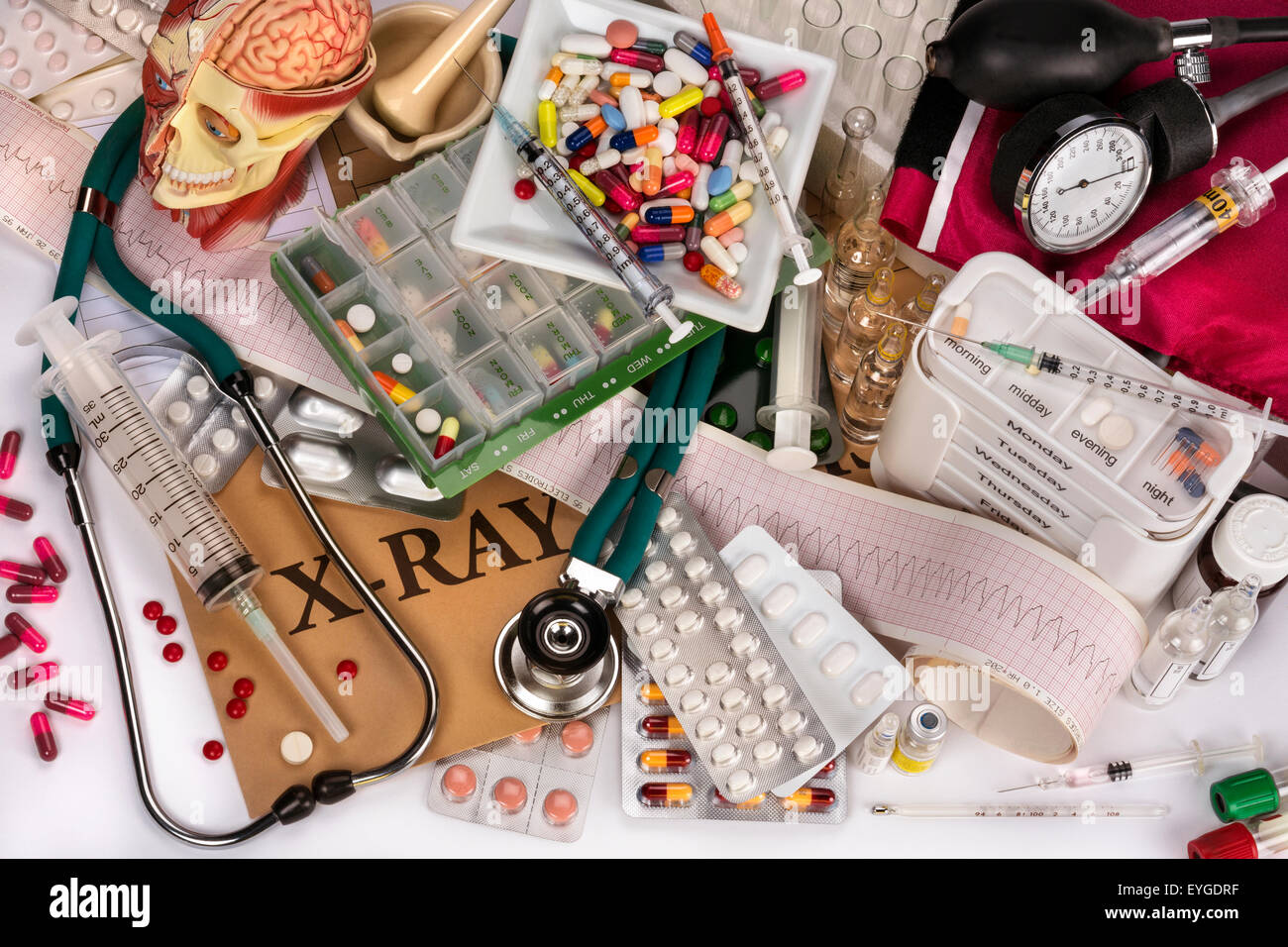 Collection of medical equipment, drugs and syringes Stock Photo - Alamy