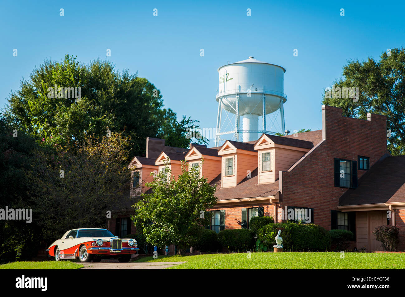 USA, Mississippi, Natchez Water Tower and antique car; Natchez Stock ...