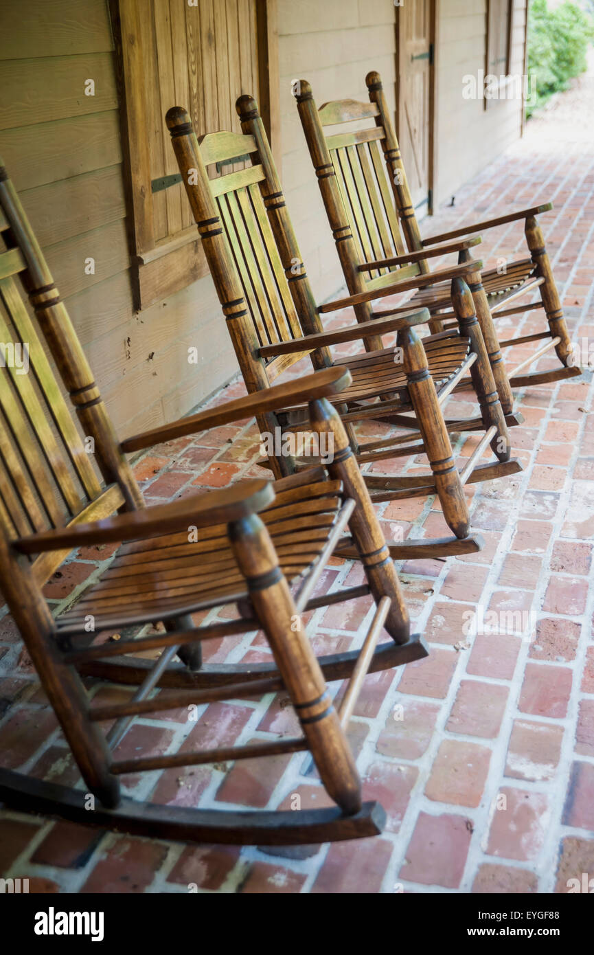 USA, Louisiana, Rocking chairs in Oakley Plantation; Audubon State ...