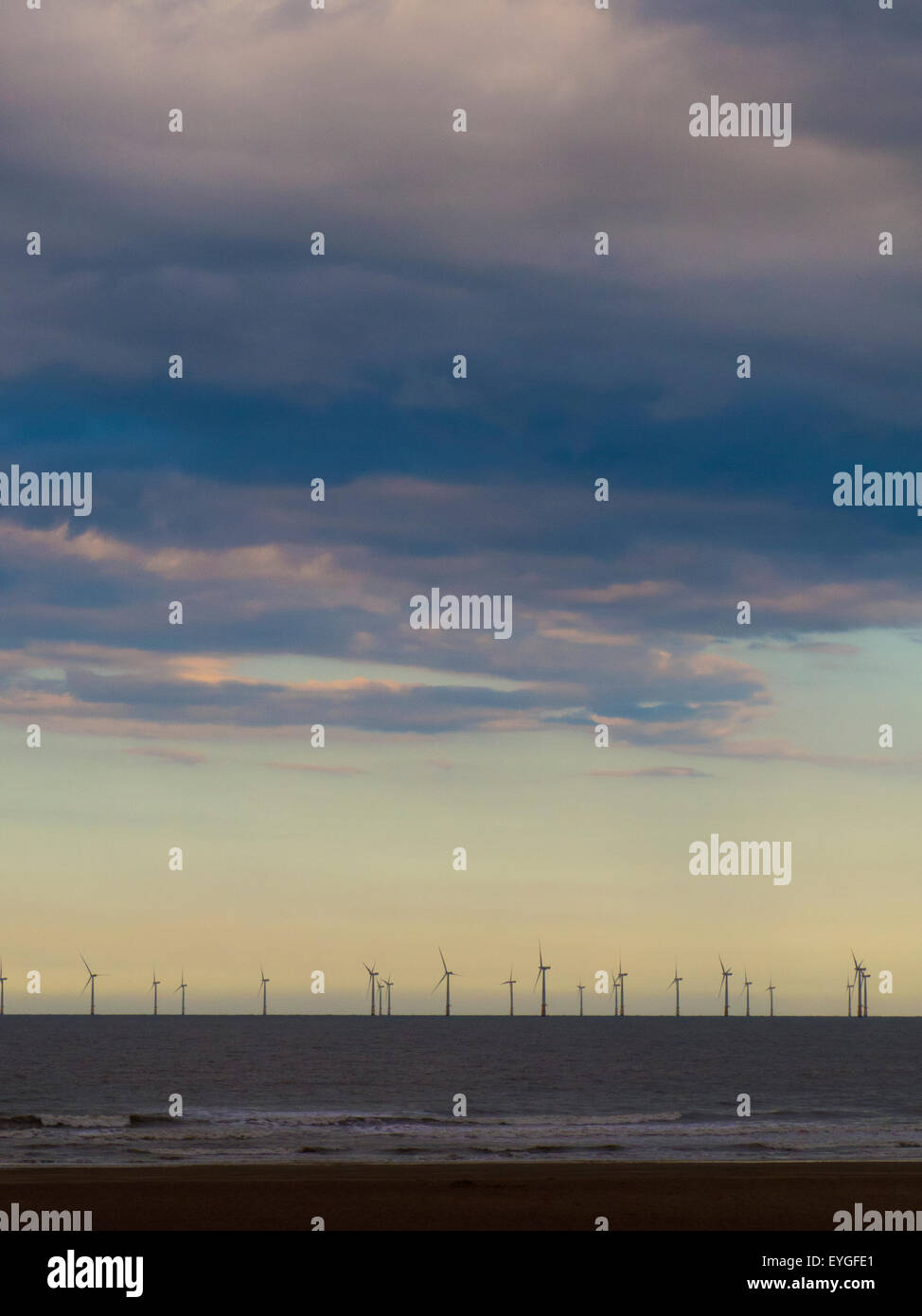 Wind farm at sea in the evening Stock Photo - Alamy