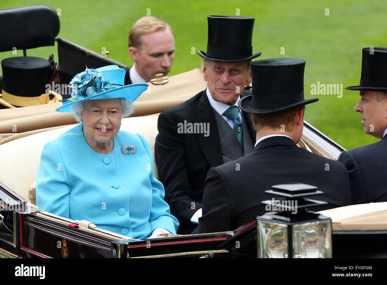 Ascot, United Kingdom, Queen Elizabeth II and Prince Philip sitting in ...