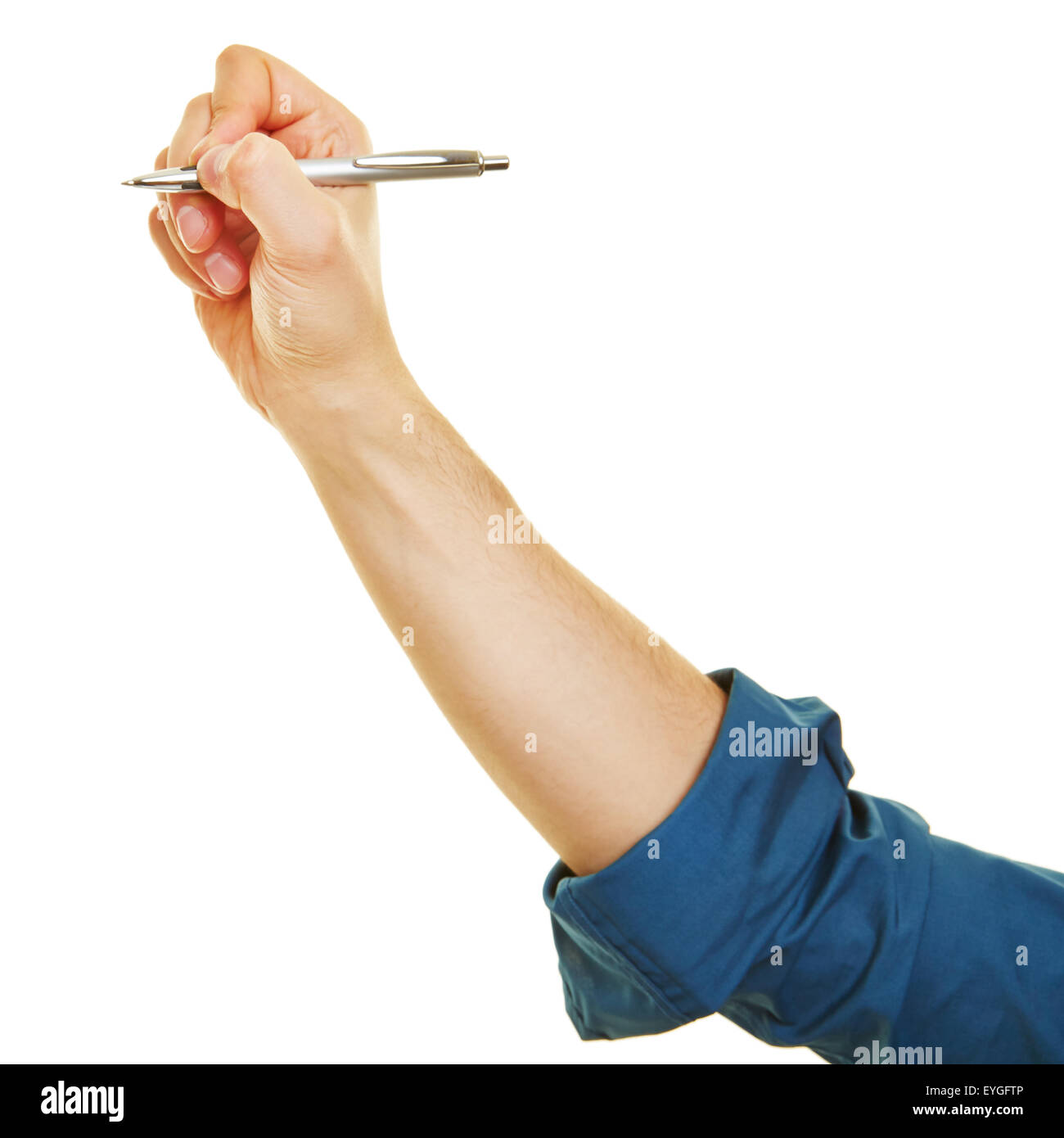 Side view of hand writing with a ballpoint pen Stock Photo - Alamy