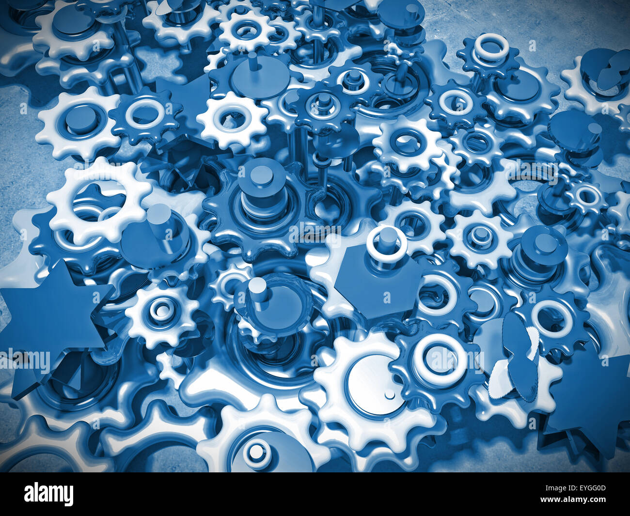 3d image of different blue gears Stock Photo - Alamy
