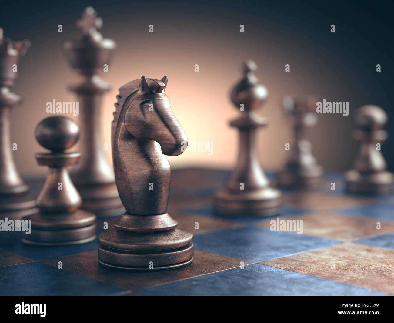 Chess piece in focus on the board Stock Photo - Alamy