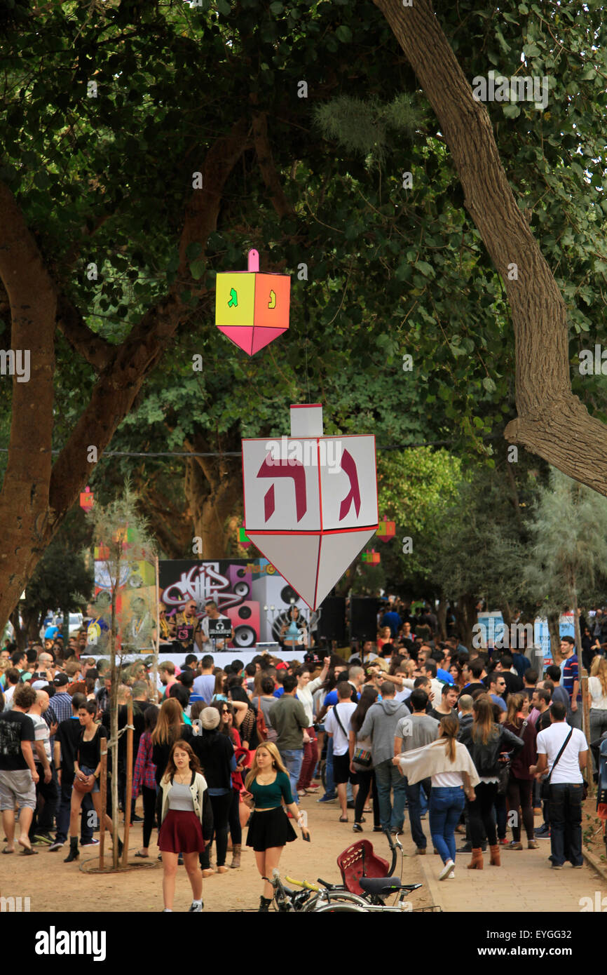 Israel, Hanukkah street party in Tel Aviv Stock Photo - Alamy