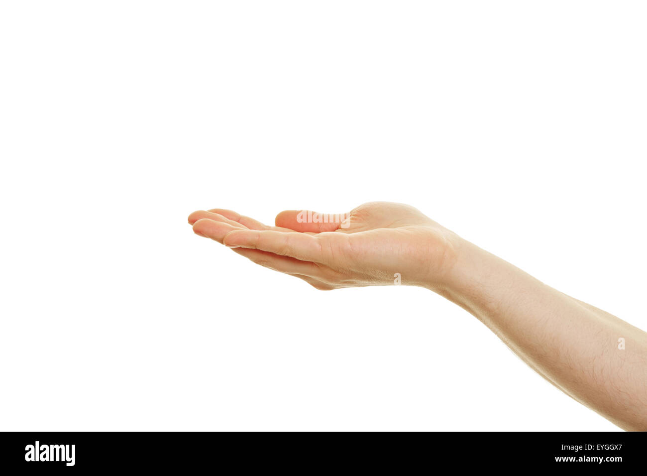 Hand of man with open palm isolated on white background Stock Photo - Alamy