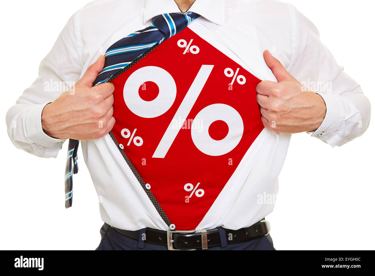 Percent as discount symbol for special offer on a shirt of a manager ...