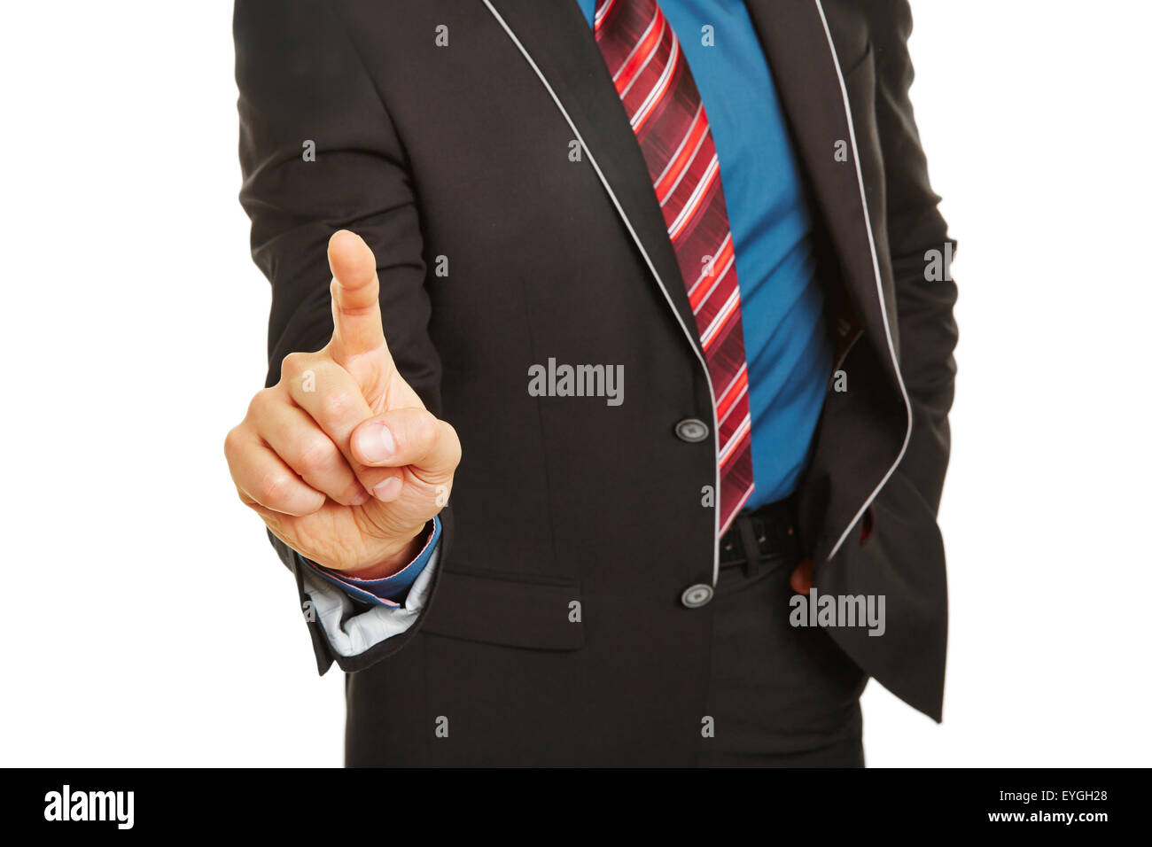 Index finger of manager pressing virtual touchscreen Stock Photo - Alamy