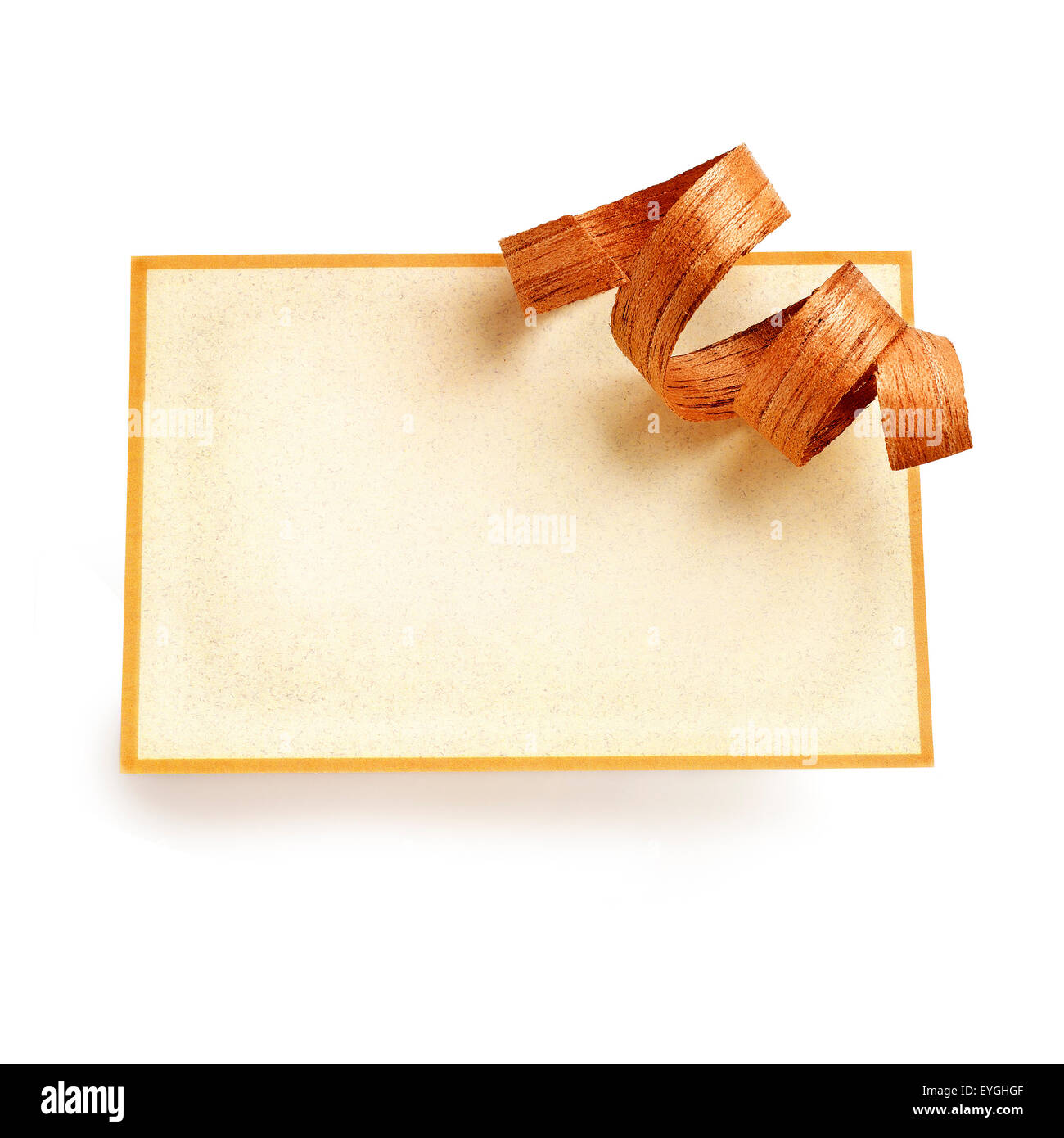 Greeting card with a wooden ribbon Stock Photo - Alamy