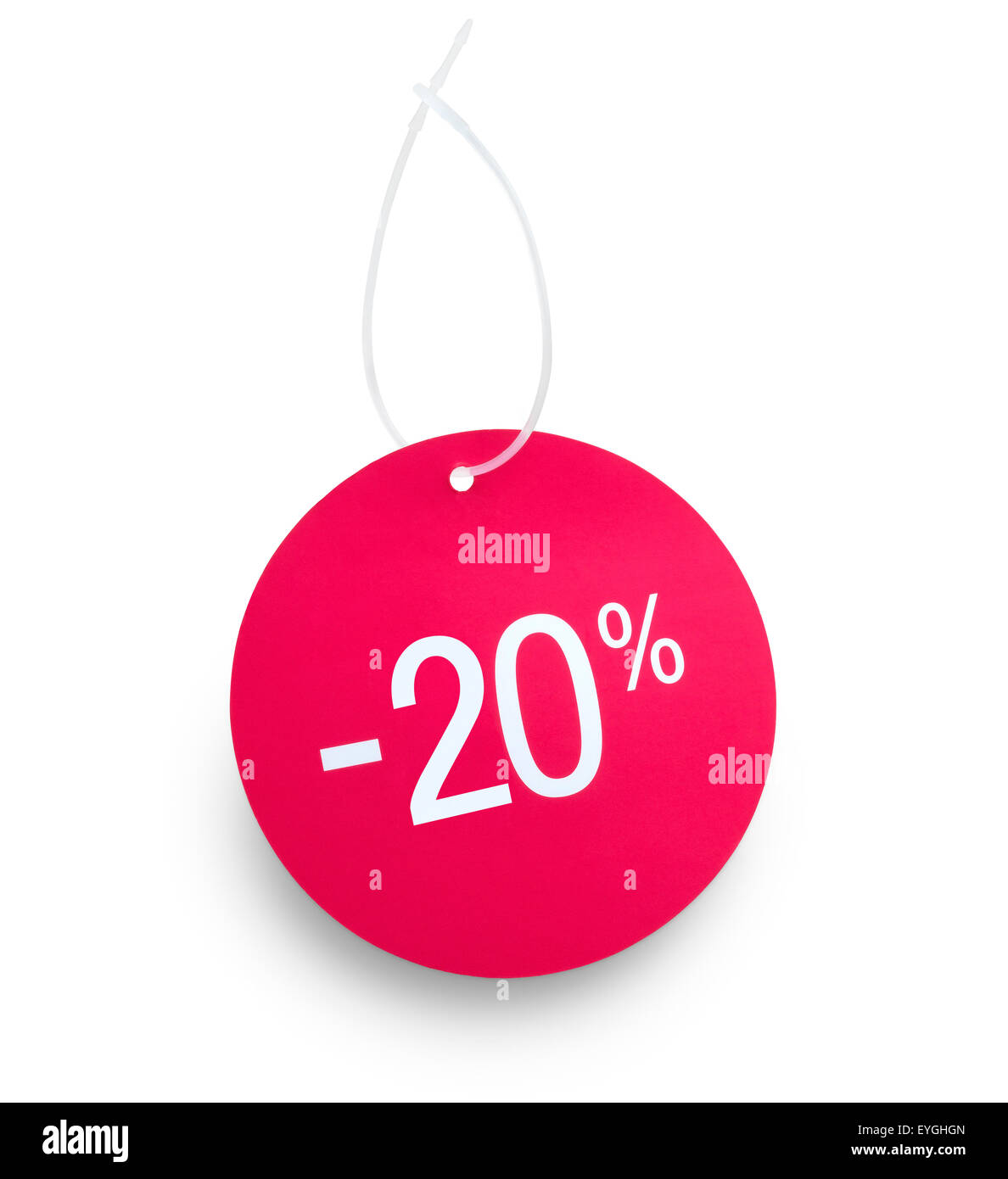 Discount tag. 20% off against white background. Clipping path on tag ...