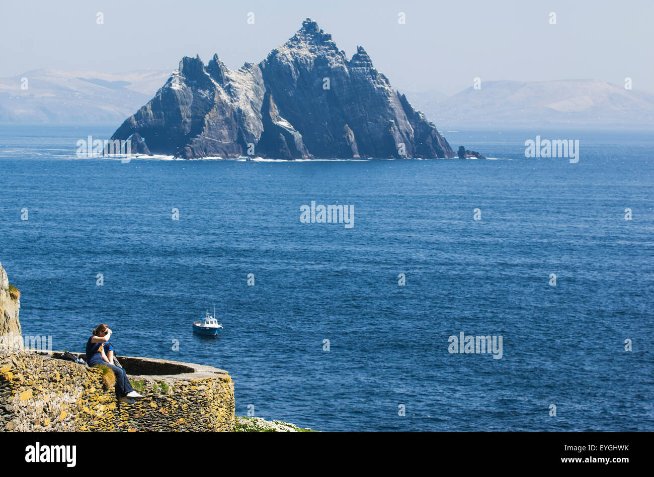 UK, Ireland, County Kerry, Skellig Islands, View of Little Skellig from ...