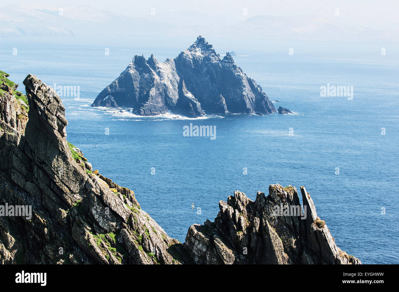 UK, Ireland, County Kerry, Skellig Islands, View of Little Skellig from ...