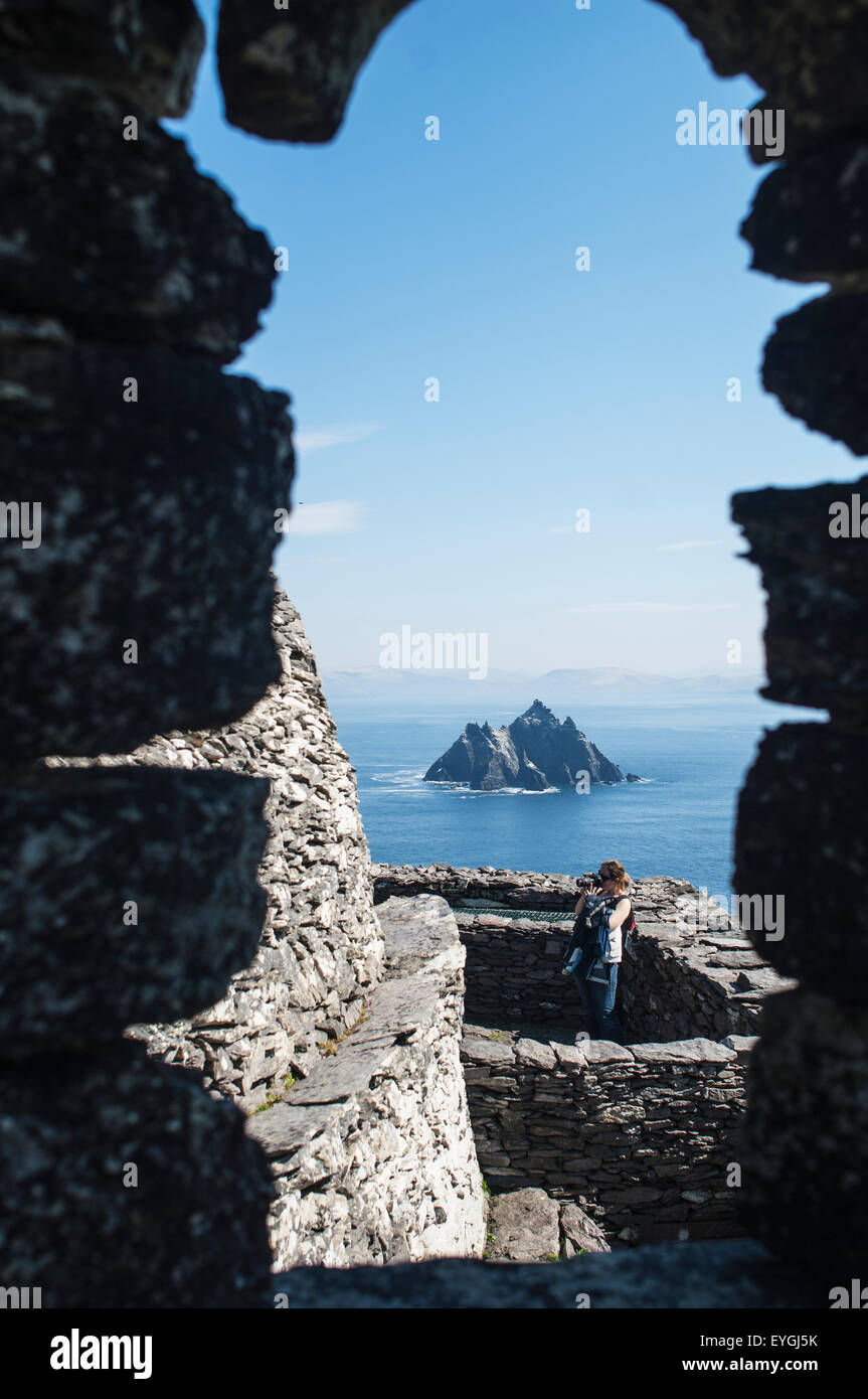 UK, Ireland, County Kerry, Skellig Islands, View of Little Skellig from ...
