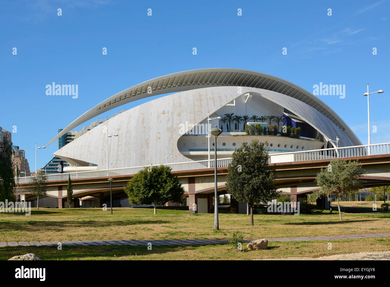 The Palau de les Arts in the Turia Gardens Park. Valencia. Spain Stock ...