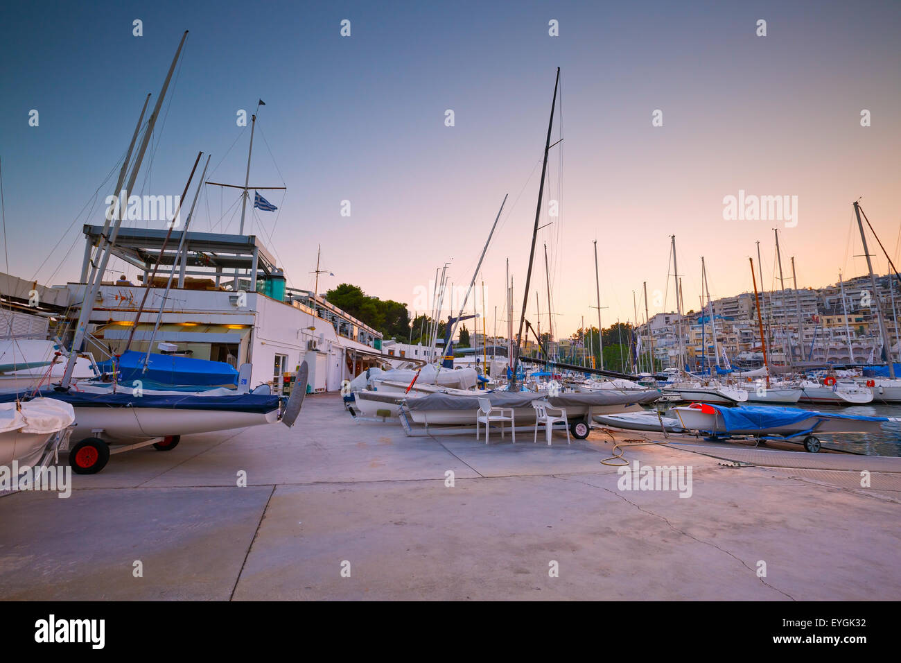 Sail boats at the yacht club in Mikrolimano marina in Athens, Greece ...