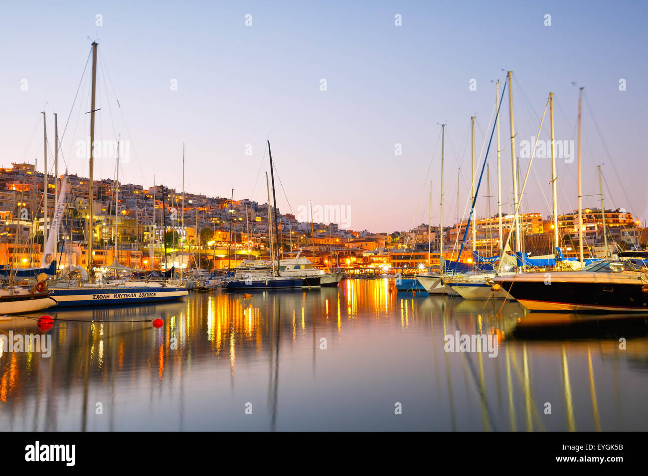 Sail boats at the yacht club in Mikrolimano marina in Athens, Greece ...