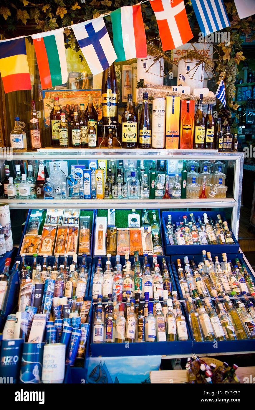 Greece, Traditional Greek spirits and aperitifs; Thessaloniki Stock ...