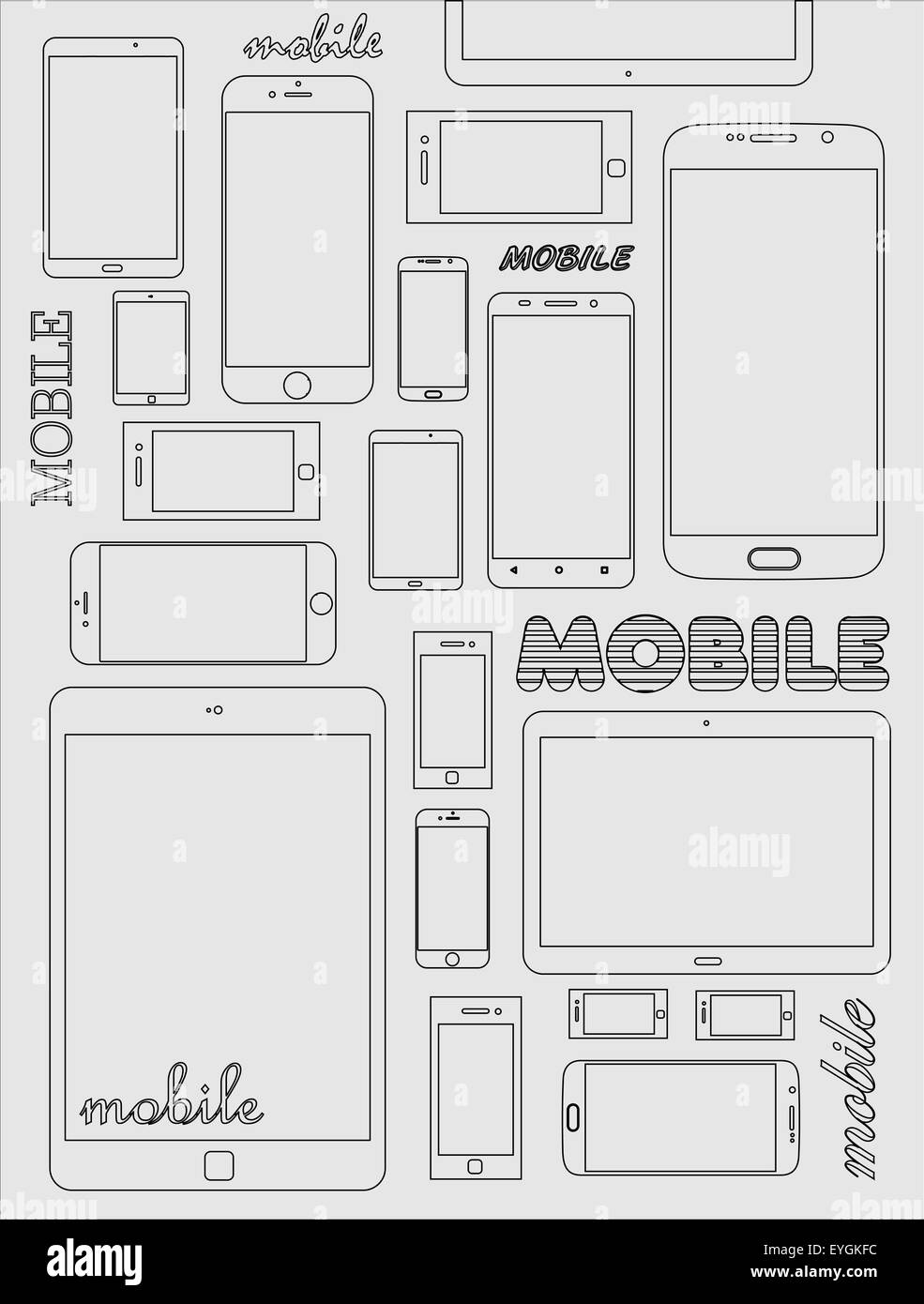 Mobile phone and tablet background Stock Photo - Alamy