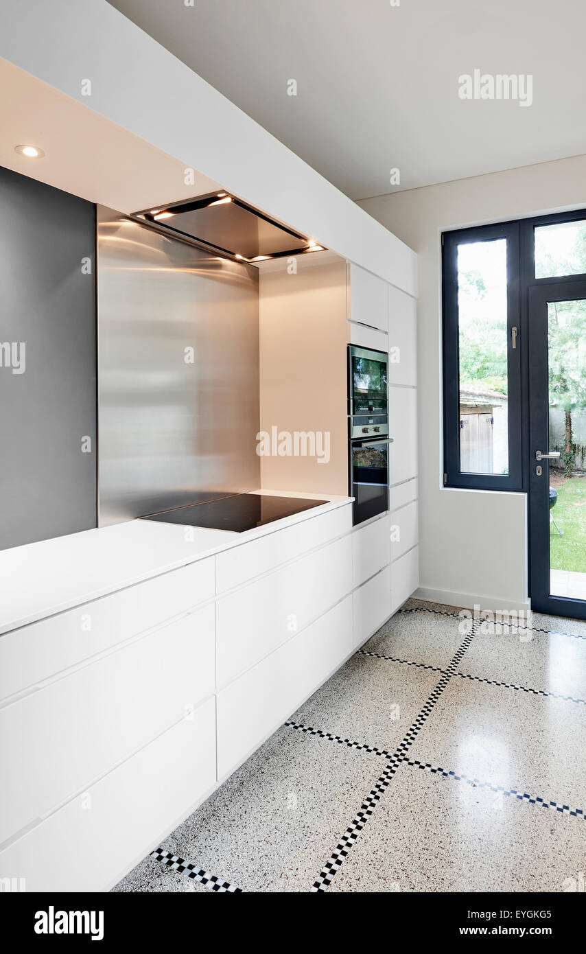 A stylish modern kitchen interior in perspective Stock Photo - Alamy