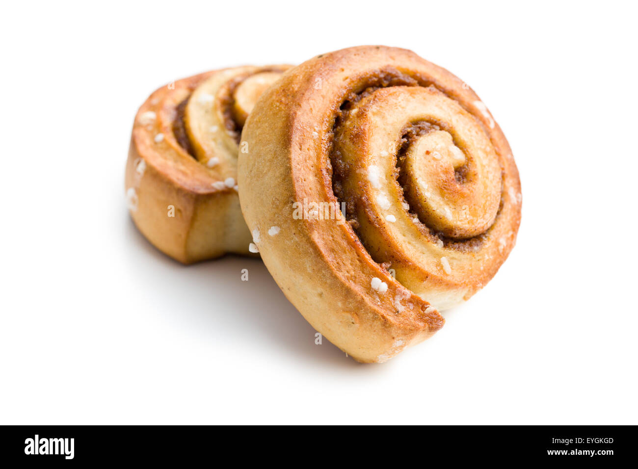 cinnamon buns on white background Stock Photo - Alamy