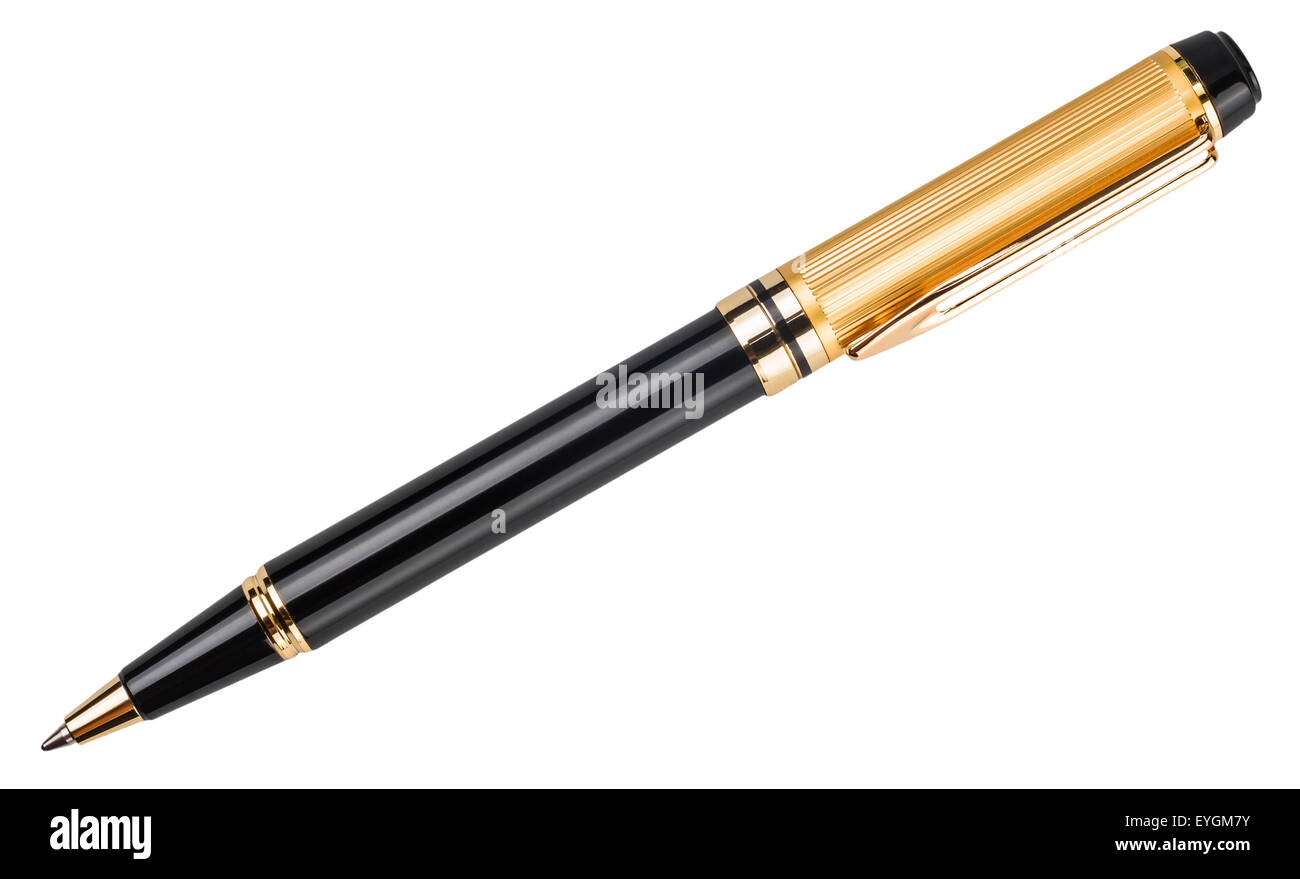 the gold pen isolated on white background Stock Photo - Alamy