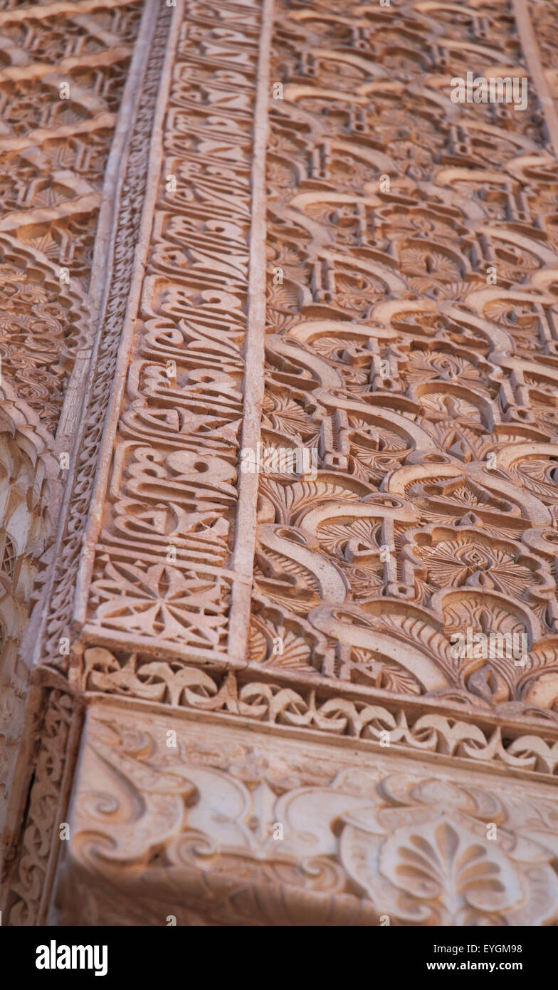 Morocco, Saadian Tombs; Marrakech, islamic traditional engravings ...