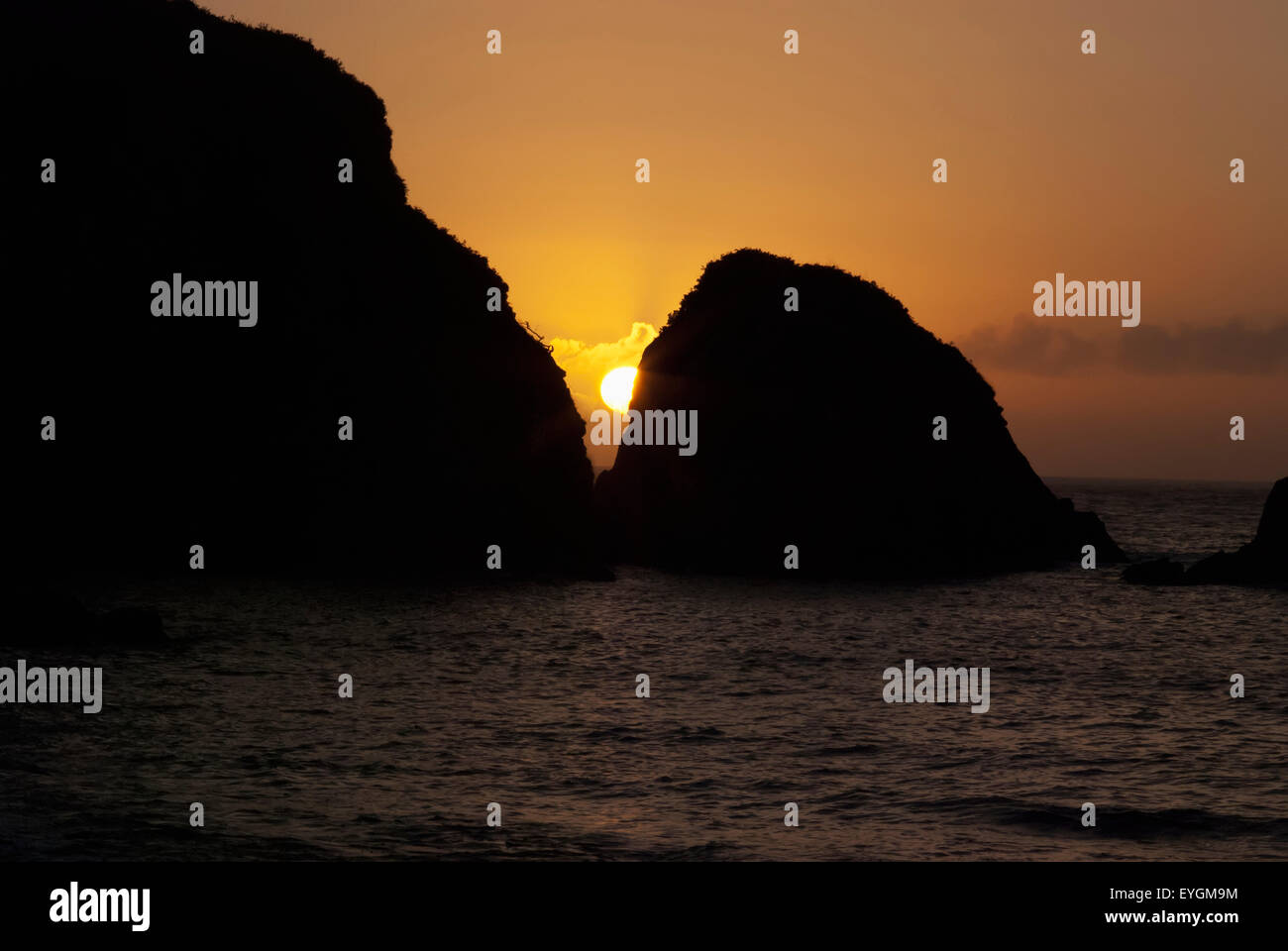 UK, North Devon, Orange sunset at sea; Lee Stock Photo - Alamy