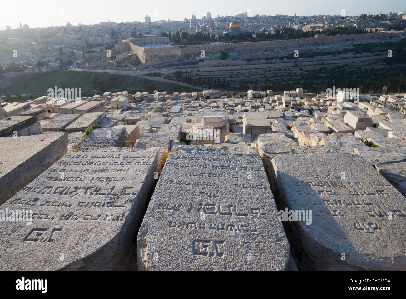 Israel, Tomb stones on Mount of Olives with Old City in Background ...