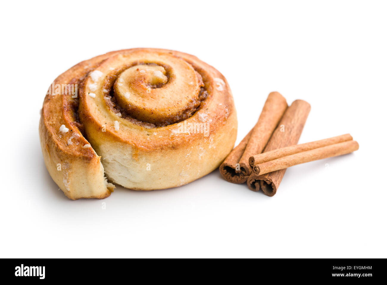 cinnamon bun on white background Stock Photo - Alamy