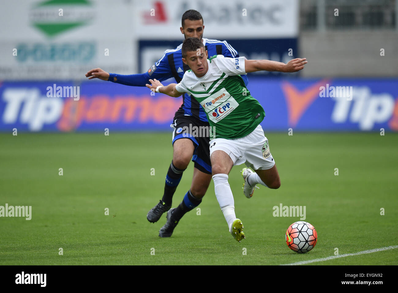 Nermin Crnkic (front) of Jablonec and Youssef Toutouh of Copenhagen in ...