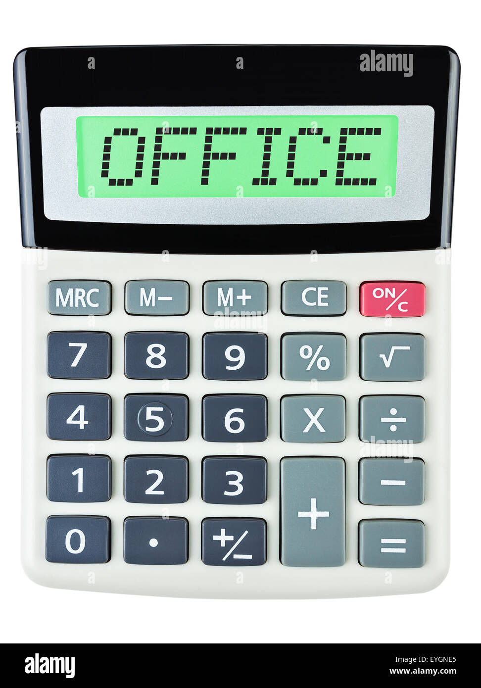 Calculator with Office on display isolated on white background Stock ...