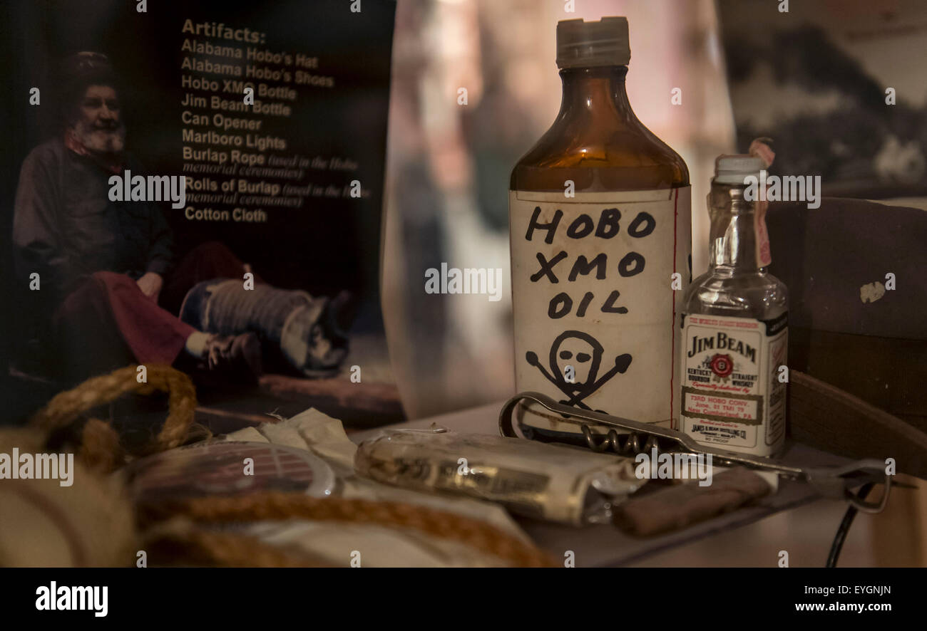 Britt, Iowa, USA. 28th July, 2015. A display at the National Hobo ...