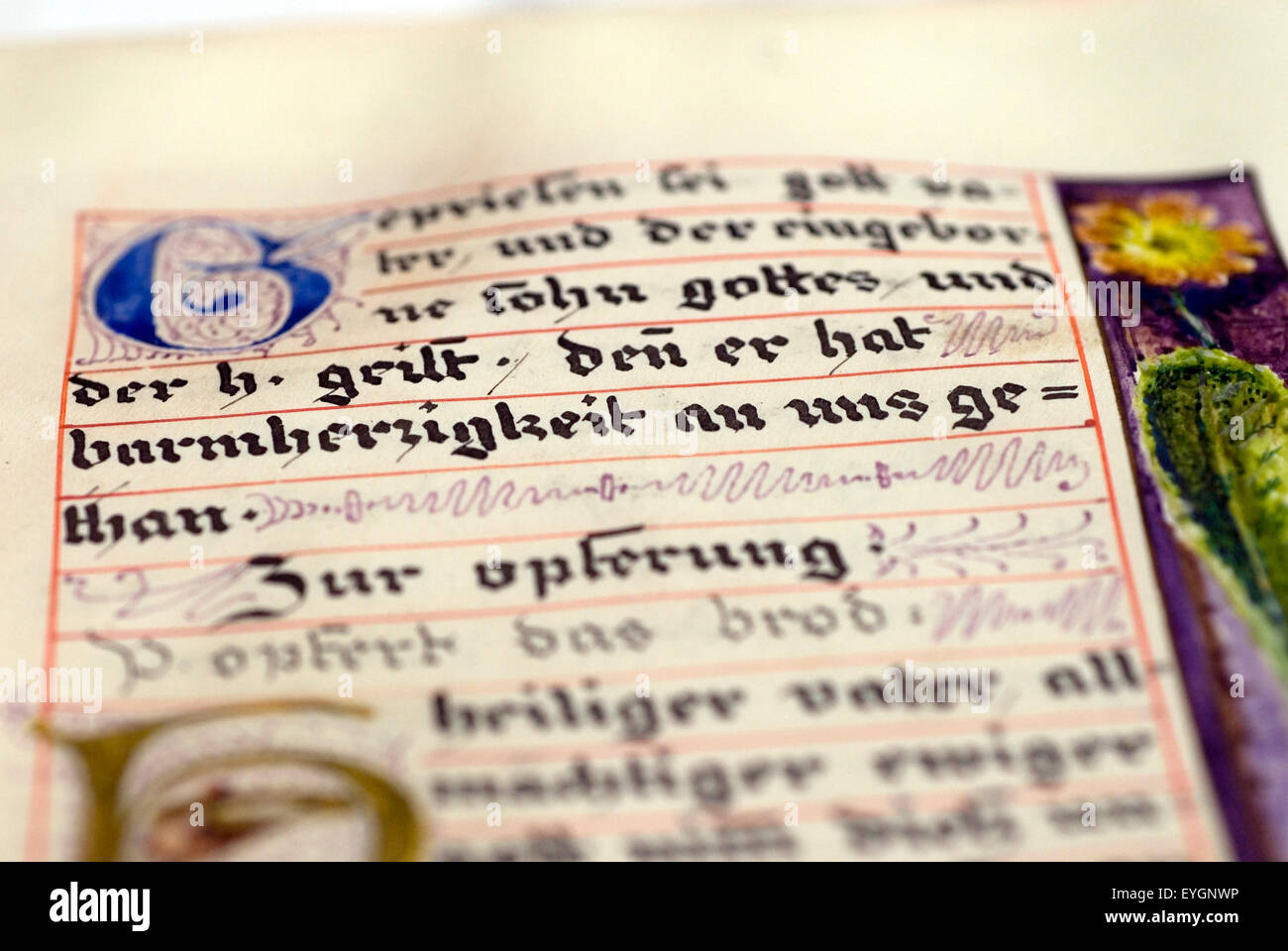 Historic, hand-written biblical script in a convent library, Germany ...