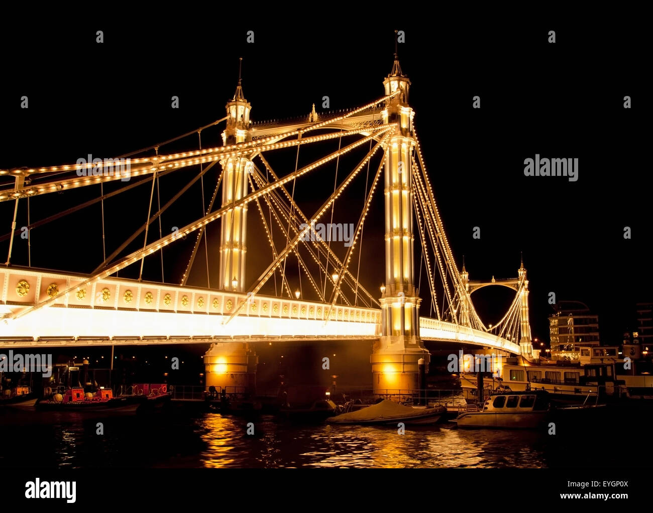 UK, England, Albert Bridge at night; London Stock Photo - Alamy