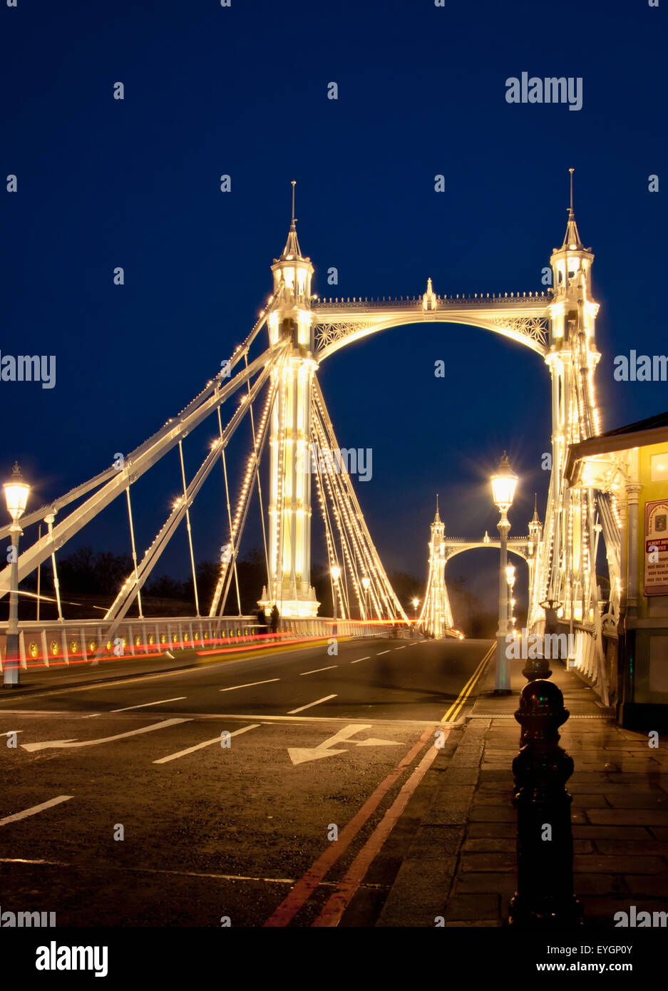 UK, England, Albert Bridge at night; London Stock Photo - Alamy