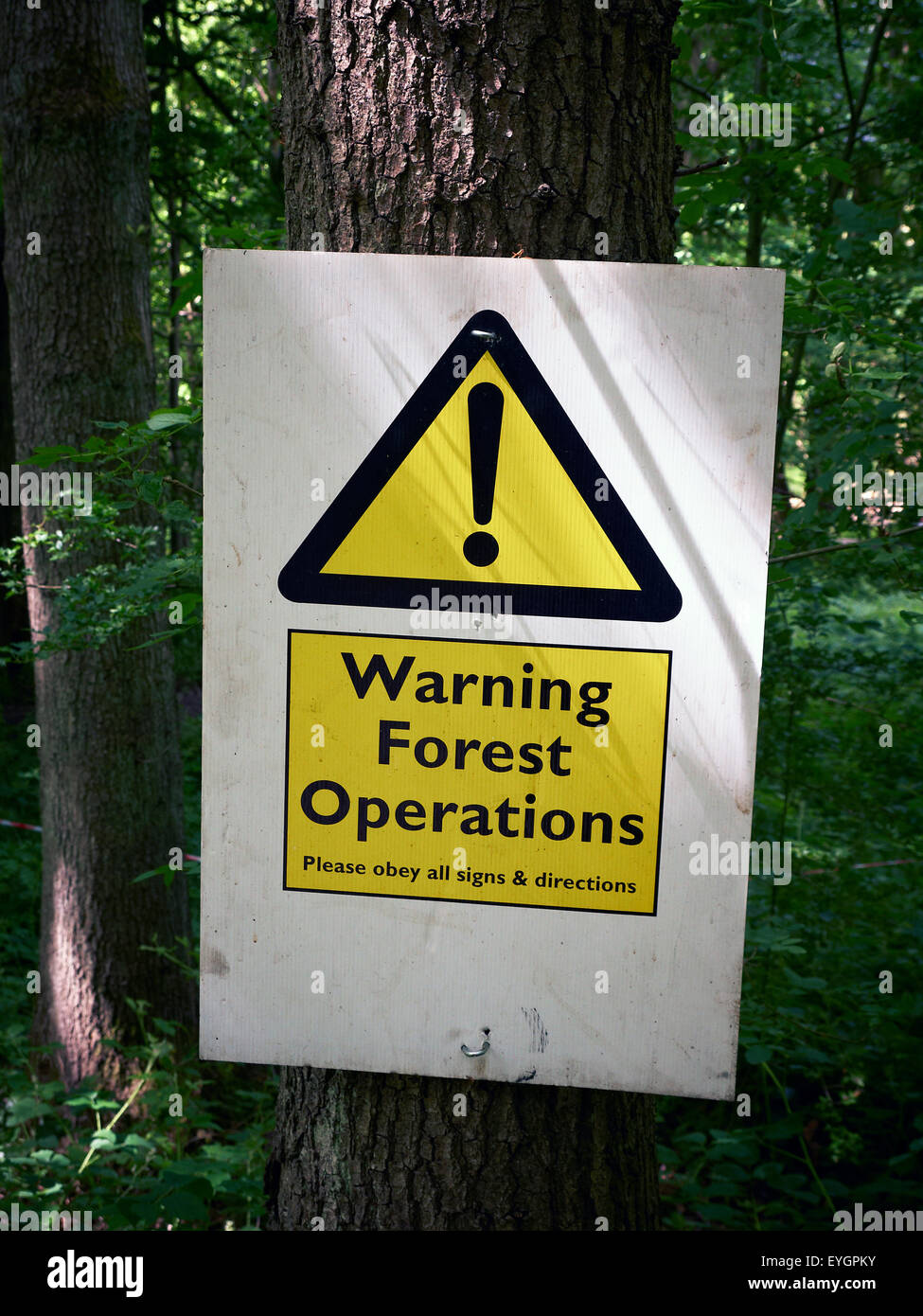 Warning Forest Operations sign UK Stock Photo - Alamy