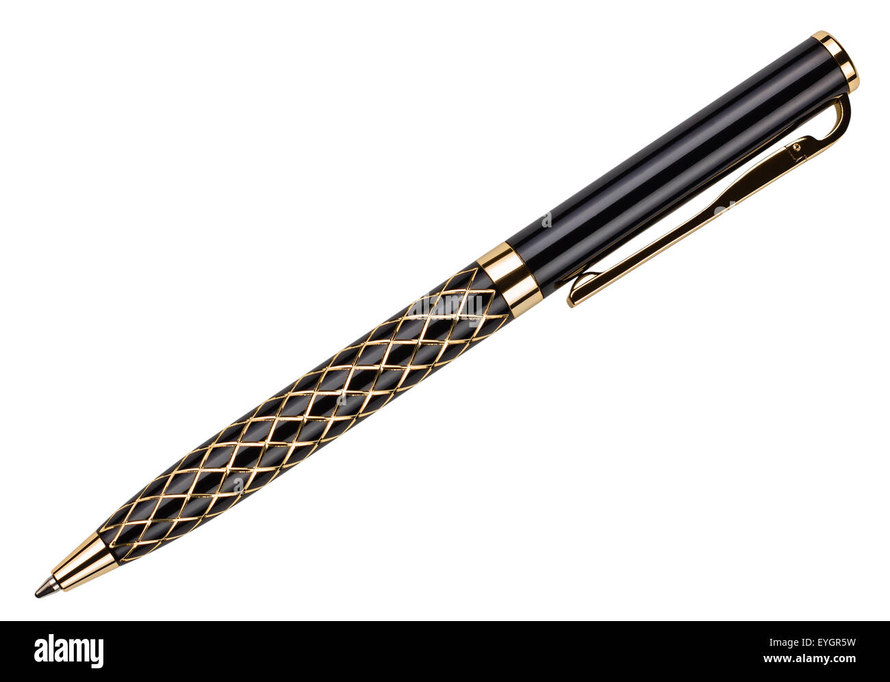 the black and gold pen isolated on white background Stock Photo - Alamy