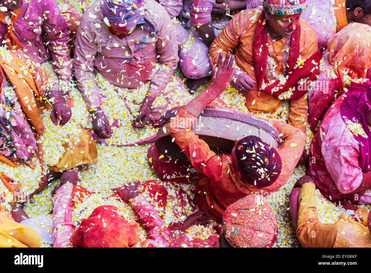India, Uttar Pradesh, Lathmar Holi Celebrations; Barsana Stock Photo ...