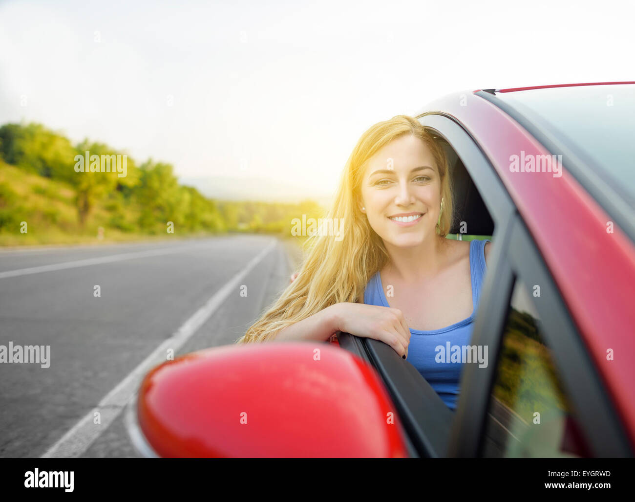 Woman driving a car Stock Photo - Alamy